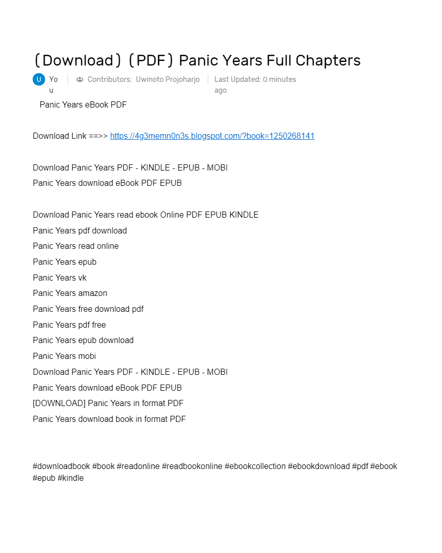 (Download) (PDF) Panic Years Full Chapters | AI Powered Online Docs