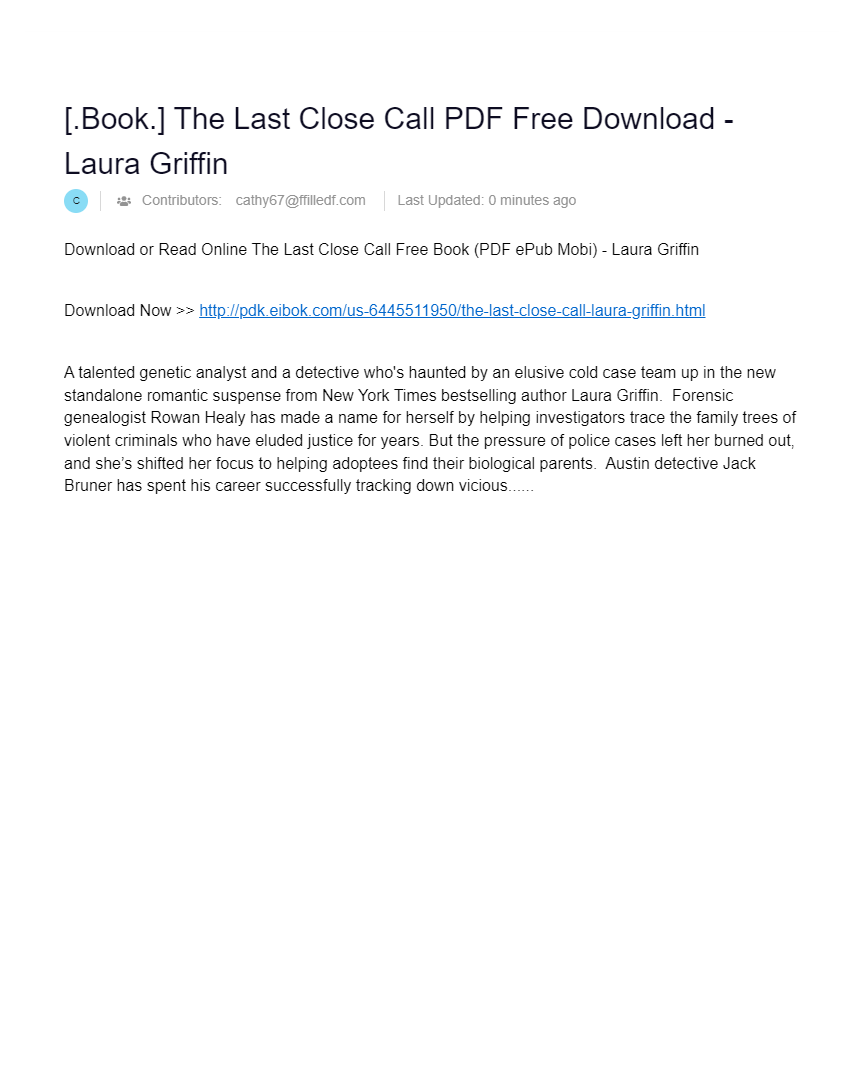 [.Book.] The Last Close Call PDF Free Download - Laura Griffin | AI ...
