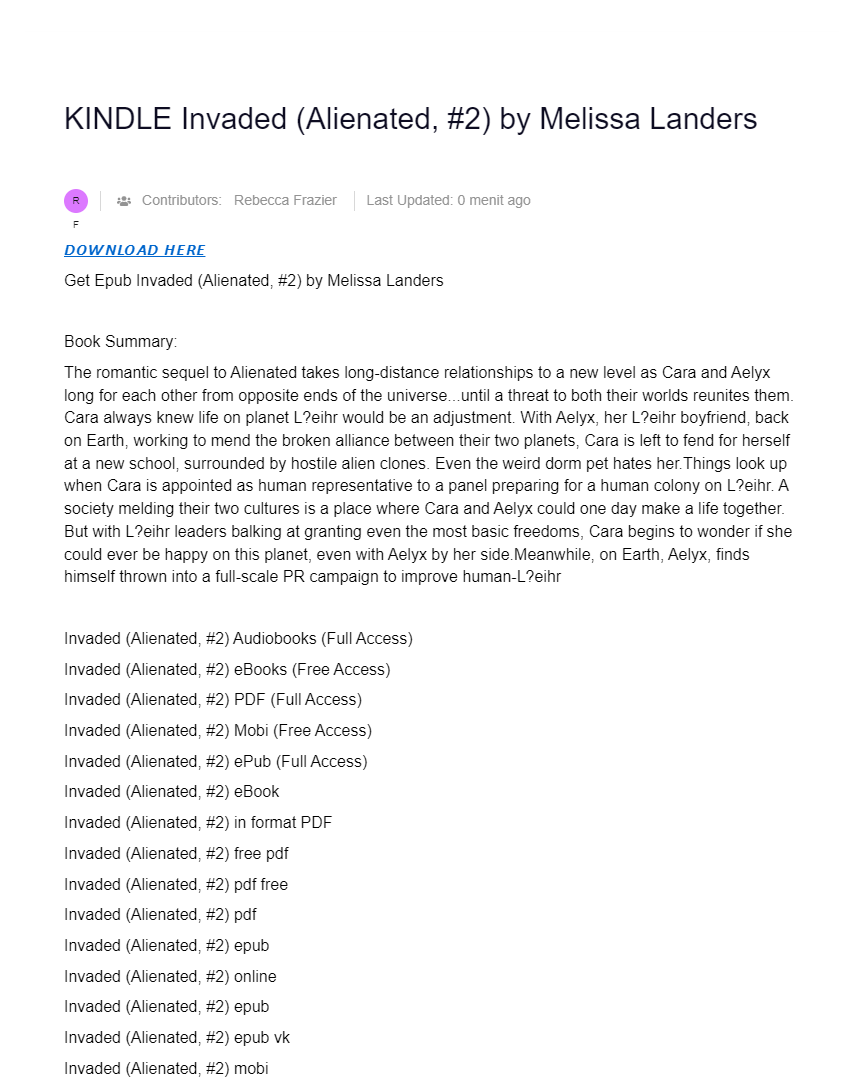 KINDLE Invaded (Alienated, #2) by Melissa Landers | AI Powered Online Docs